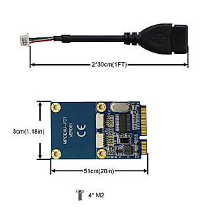 Mini PCI-E to Dual 5 Pin 2 Prots USB Adapter,Mini PCI Express to 5 Pin 2 Port Female USB2.0 Converter Card Expansion Card for USB Wireless Mouse Receiver,USB Bluetooth Adapter USB WiFi Adapter Etc.
