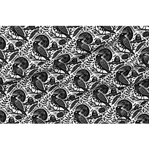 Spoonflower Fabric - Dark Halloween Night Raven Magic Feather Gothic Bats Skull Printed on Petal Signature Cotton Fabric Fat Quarter - Sewing Quilting Apparel Crafts Decor