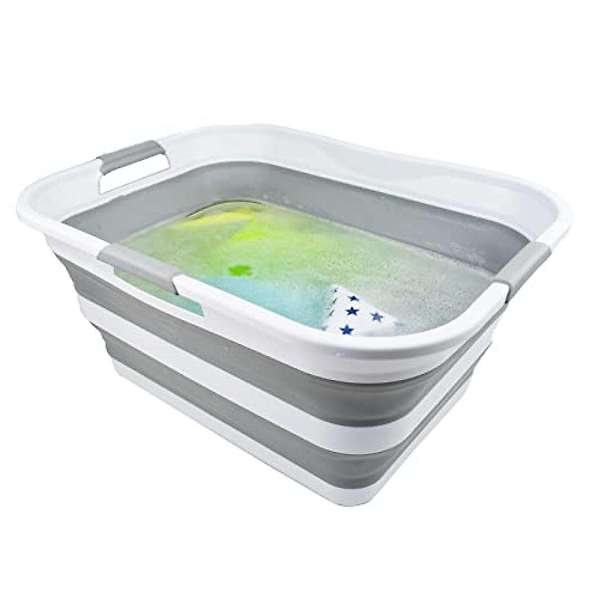 Collpasible Laundry Basket (42L Collapsible Laundry Basket (White/Grey))