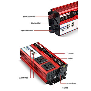 500W Car Inverter 12v 220v Solar Inverter 4usb Mobile Phone Charger with LCD Display Dual Socket Power Converter (Size : 24V-110V)