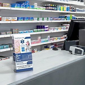 Marketing Holders 10 Pack 4.25" Brochure Holder Countertop Dispenser Holds Rack Cards Single Pocket Tri Fold Trade Show Pamphlet Bin for Waiting Rooms Gyms and Retail Shops Clear Acrylic