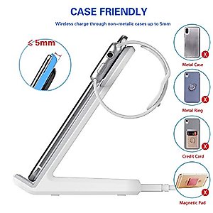 2 in 1 Charging Station, Fast Qi Wireless Charger Stand, FACEVER Wireless Charging Stand for Apple Multiple Devices iPhone 14 Pro 13 12 Max 11 Xs X XR 8 Plus Apple Watch Series Ultra 8 7 6 5 4 3 2
