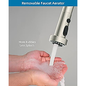 Hygie Rinse Pull Down Faucet Sprayer Head 3 Function Sink Faucet Head Replacement with 9 Adapters Compatible with Moen Delta Kohler Faucet Head, Brushed Nickel