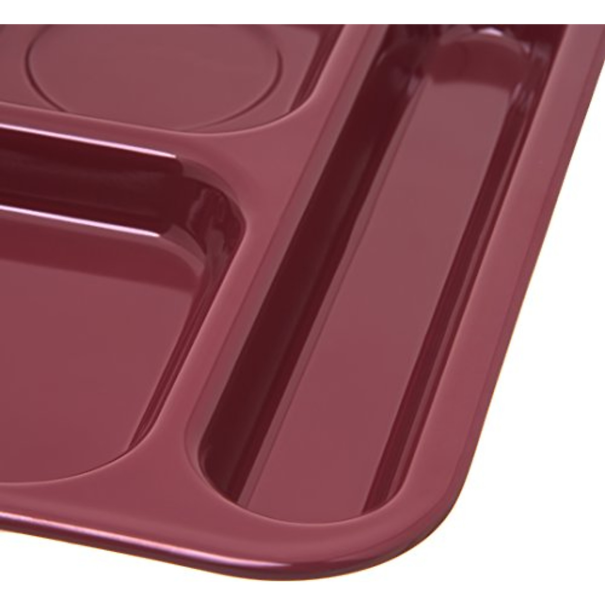 Carlisle FoodService Products Right Hand 6-Compartment Melamine Tray 14.5" x 10" - Dark Cranberry