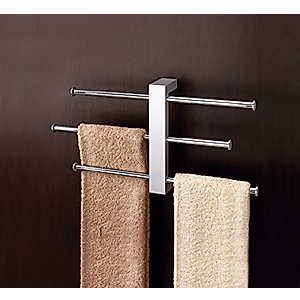 Gedy Bridge Polished Wall Mounted Towel Rack With Sliding Rails, Chrome, 16"