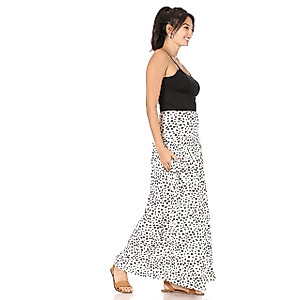 Black Polka Dot Skirts for Women Ankle Length Skirt Casual Long Skirt High Waisted Maxi Skirt Reg and Plus Size Skirt Long Skirt (Size Medium, Black Polka Dot)