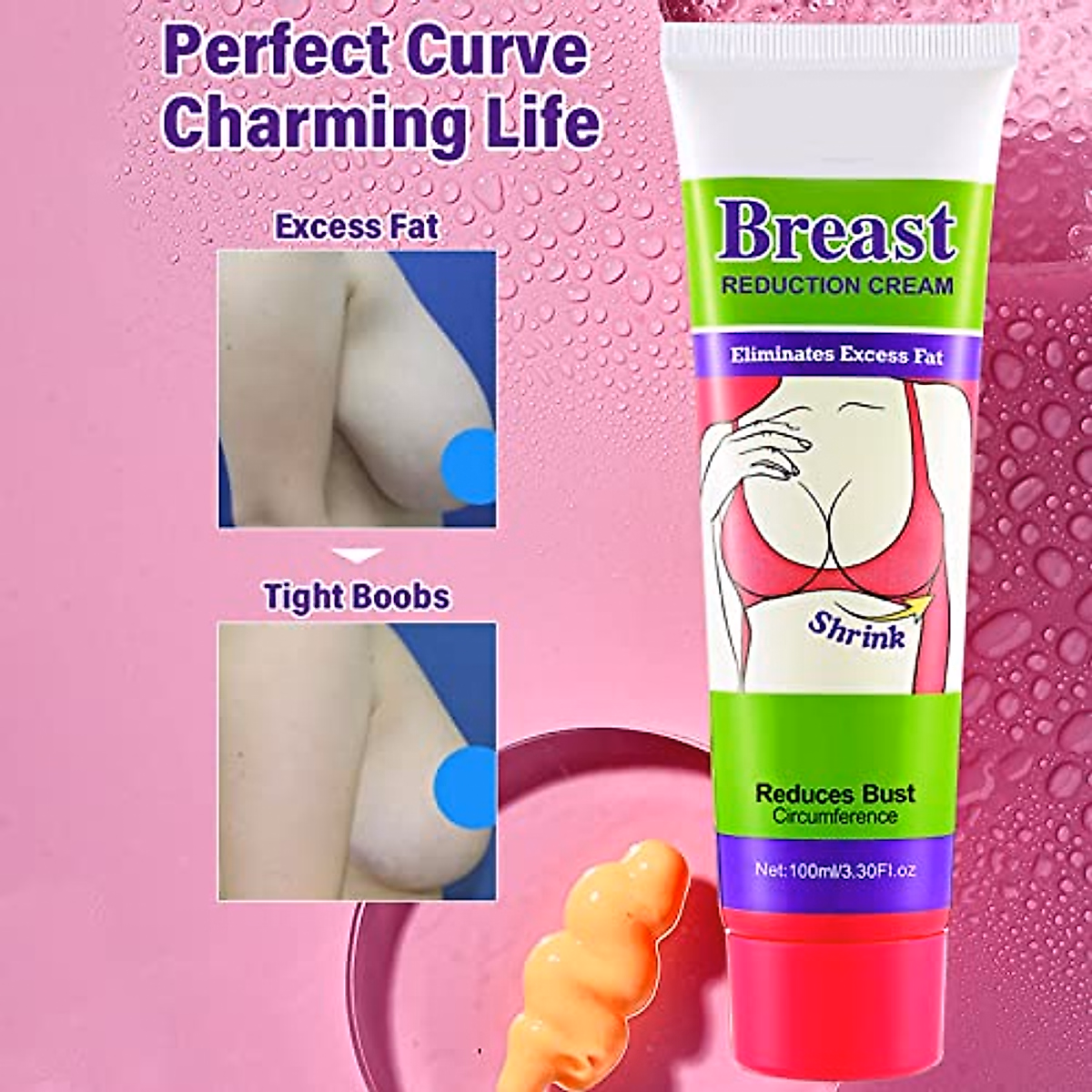 Breast Shrinking Cream Firming and Lifting Breast Cream Nourishing for Push Up Bust Reduction Lifting Fever Massage Cream with Perfect Body Curve for All Skin Types 100g