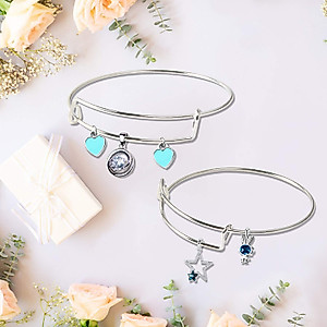 UPINS 100Pcs Expandable Blank Bangle Bracelets Adjustable Wire Bracelets for DIY Jewelry Making (Silver) (Silver)