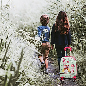 Sandinrayli Kid Luggage Set, 12” Backpack & 16” Kid Carry on Suitcase with Spinner Wheels, Travel Rolling Luggage for Girl