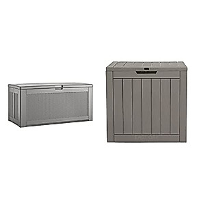 Rubbermaid Outdoor Deck Box, Extra Large, Weather Resistant, Gray for Lawn, Garden, Pool, Tool Storage, Home Organization & EAST OAK Deck Box, 31 Gallon Indoor/Outdoor Storage Box, Grey