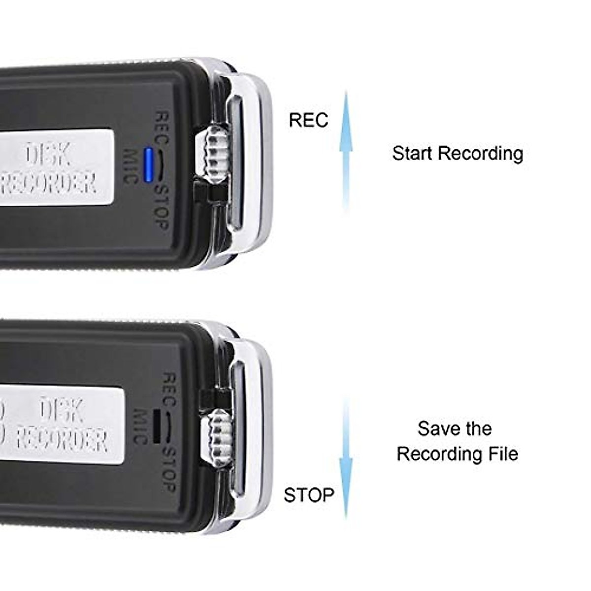 Digital Voice Audio Recorder - USB Voice Recorder - No Flashing Light While Recording - Sound Recording Device for Lectures - 15 Hours Battery Life - Dictaphone, 8GB, Mini Grabadora de Voz
