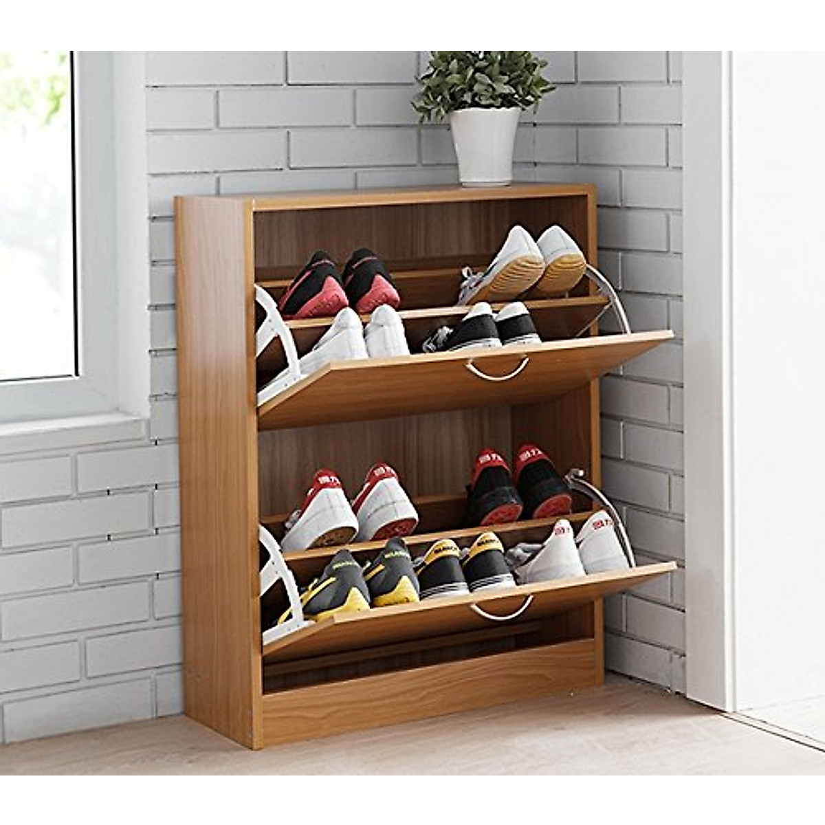 Yak About It Double Door Shoe Cabinet - Beech