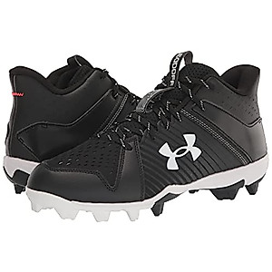 Under Armour Men's Leadoff Mid Rubber Molded Baseball Cleat, (001) Black/Black/White, 13