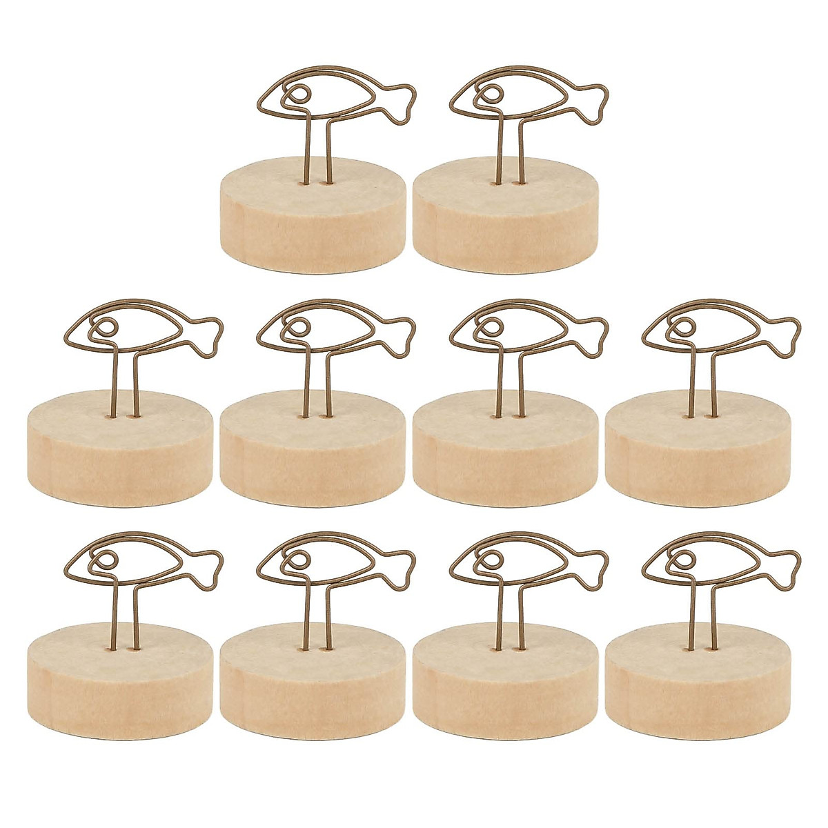 Fofetbfo 10PCS Table Number Holder Fish Shape Name Card Clips Table Card Holders Vertical Simple Place Card Holder Cute Place Card Holder with Log Base for Wedding Centerpieces Bridal Shower Birthday