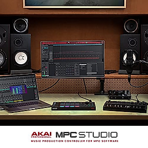 Akai Professional MPC Studio MIDI Controller Beat Maker with 16 Velocity Sensitive RGB Pads, Full MPC 2 Software, assignable Touch Strip & LCD Display