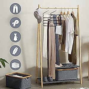 HuaQi Hangers Space Saving Hangers for Closet Organizer Non Slip Closet Storage Organizer for Jeans Towels Scarves (Black, 4)