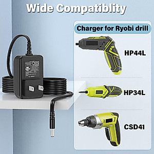 5V Power Cord Fit for Ryobi Drill HP44L HP34L CSD41 BC-336 720217006 720217005 Replacement Charger AC DC Adapter Compatible with Ryobi Drill HP44L with UL, 4V Compatible