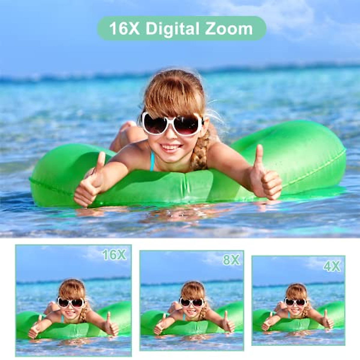 Digital Camera, FHD 1080P Digital Camera for Kids Video Camera with 32GB SD Card 16X Digital Zoom, Compact Point and Shoot Camera Portable Small Camera for Teens Students Boys Girls Seniors(Green)