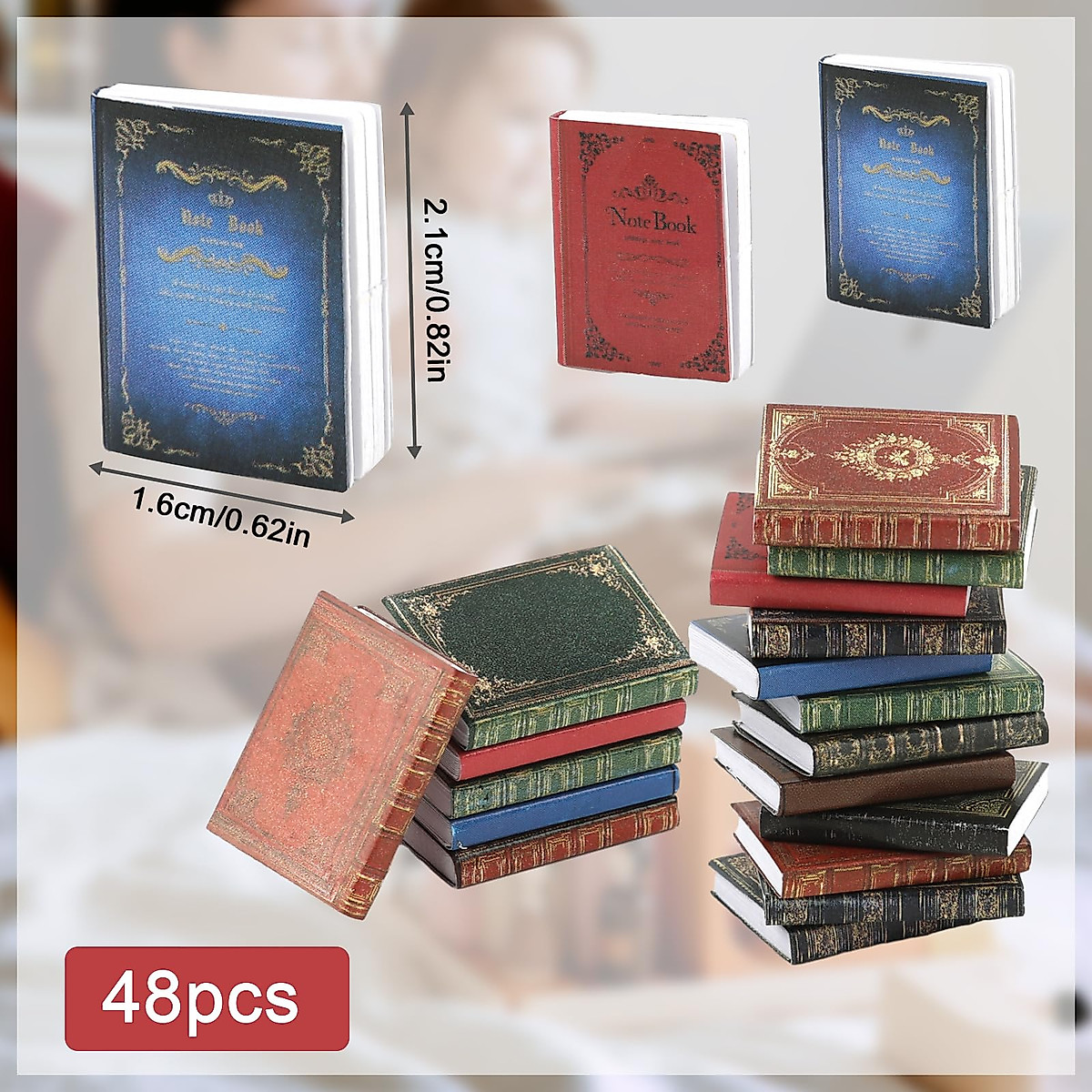 48pcs 1:12 Scale Miniatures Dollhouse Books, Assorted Timeless Miniatures Books Dollhouse Decoration Accessories Mini Miniatures Books for Christmas Pretend Play