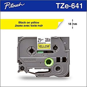 Brother Tze641 Tze Standard Adhesive Laminated Labeling Tape, 3/4-Inch W, Black On Yellow