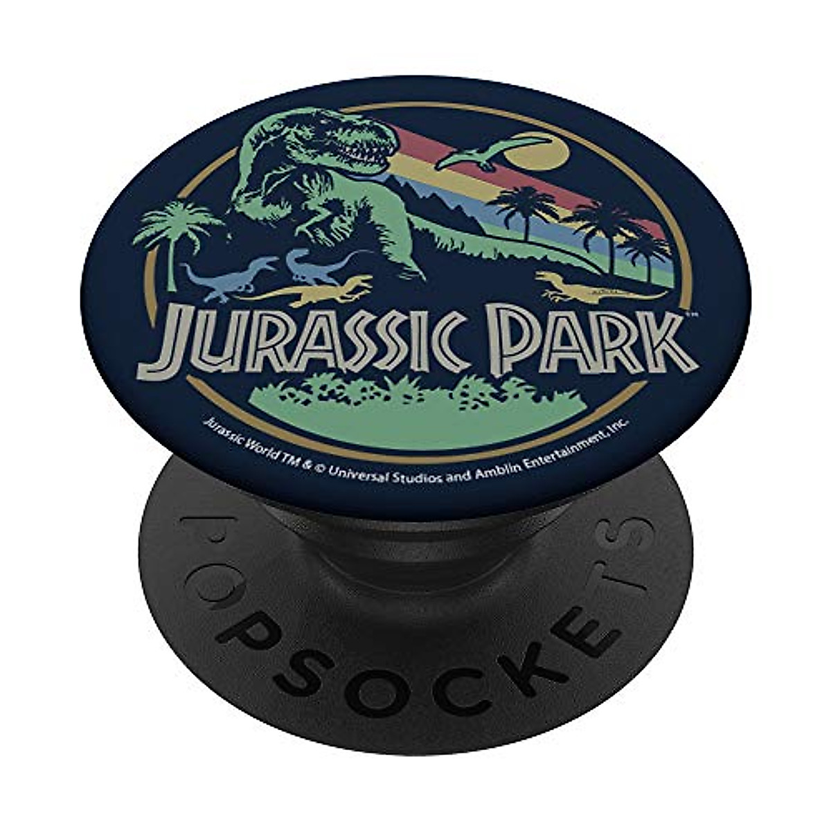 Jurassic Park Retro Circle Color Stripes PopSockets PopGrip: Swappable Grip for Phones & Tablets