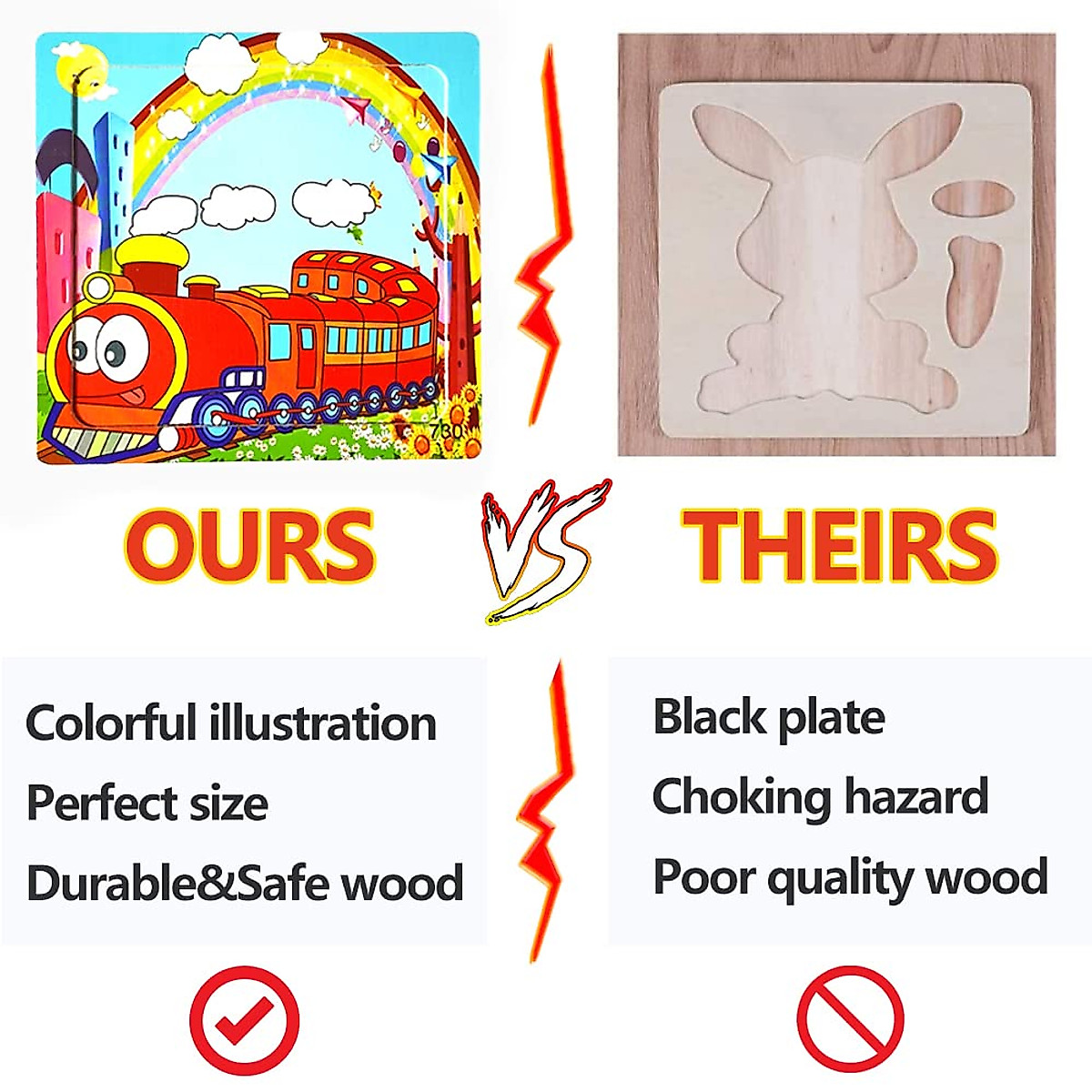 Puzzles Toys for Kids for Age 2-5, 9 Pieces Vibrant Wooden Animals & Vehicle Kids Educational Puzzles for Toddlers, Set of 6 Preschool Puzzle Autism Children Puzzles Learning Toys(6 Puzzles)