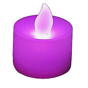 LumaBase Battery Operated Tea Light Candles, Purple - Set of 12