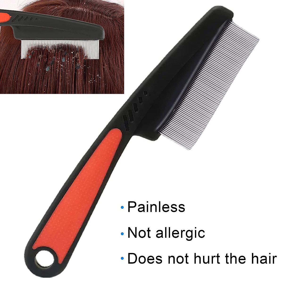 Trism Stainless Steel Fine Tooth Comb Dandruff Comb, Professional Fine Tooth Hair Comb for Kids and Adults