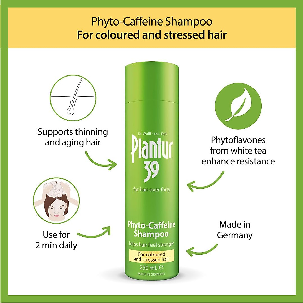 Plantur 39 Phyto Caffeine Shampoo for Coloured & Stressed Hair (250ml)