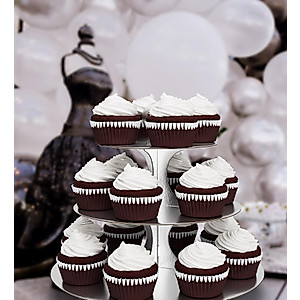 2 Set Cupcake Stand Tower 3 Tier, AUSOLEIL Black Tiered Cardboard Cupcake Display Stand, Round Stand Cupcake Dessert Holder Stand for Parties (Black)