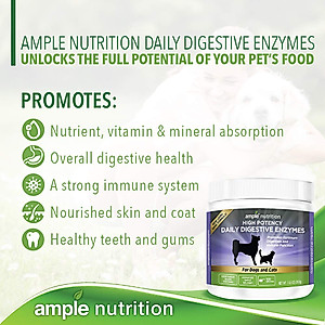 Ample Nutrition Digestive Enzyme for Dogs & Cats, 7.05oz - Tasteless Powdered Blend