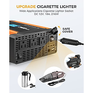 Ampeak 2000W Power Inverter with Remote 3AC Outlets 6.2A USB Ports Inverter DC 12V to AC 110V 17 Protections Inverter for Vehicles