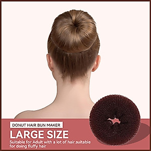 YaFex Hair Bun Maker Kit, 4 Pieces (1 Large, 2 Medium and 1 Small), A-Brown, 30 Pieces Accessories Including Hair Nets, Elastic Hair Ties, Hair Bobby Pins