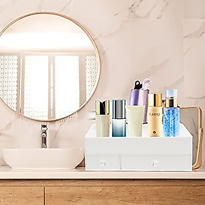 Hair Tool Organizer, Acrylic Hair Dryer Holder with 2 Drawers Hair Product Organizer for Bathroom Countertop Hair Styling Accessories & Hot Tool Organizer for Blow Dryer,Flat Irons, Curling Iron