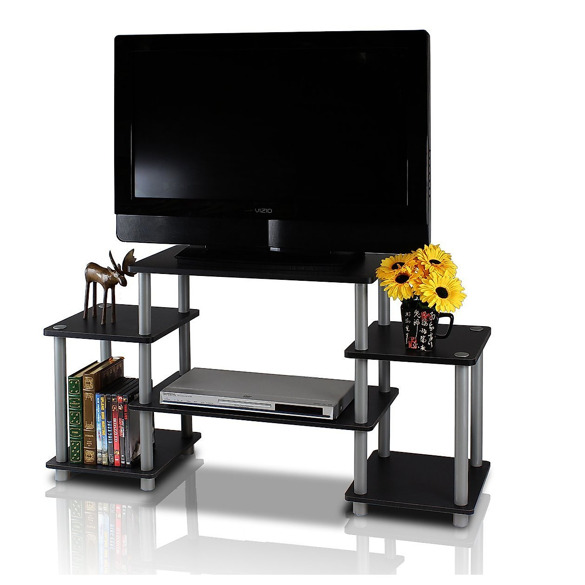 Furinno Turn-N-Tube No Tools Entertainment Center Black/Grey