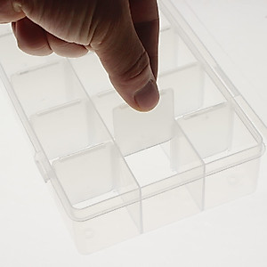 UHZBTEC 18 Grids Storage Containers/Jewelry Organizer Box with Removable Dividers for Bead Organizer (Free Letter Stickers)