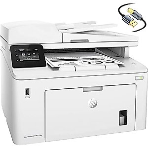 HP Laserjet Pro MFP M227fdw All-in-One Wireless NFC Monochrome Laser Printer - Print Scan Copy Fax -2.7" Touchscreen, 30 ppm, Auto Duplex Printing, 35-Sheet ADF, Ethernet, White, Cbmou Printer Cable