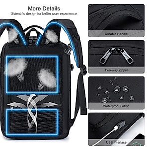 COSCOOA Expandable Travel Backpack for Men Women 15.7x7.8x9.8 Inch 20L Small Flight Approved Carry On Backpack 15.6 Inch Laptop College Daypack Weekender Bag