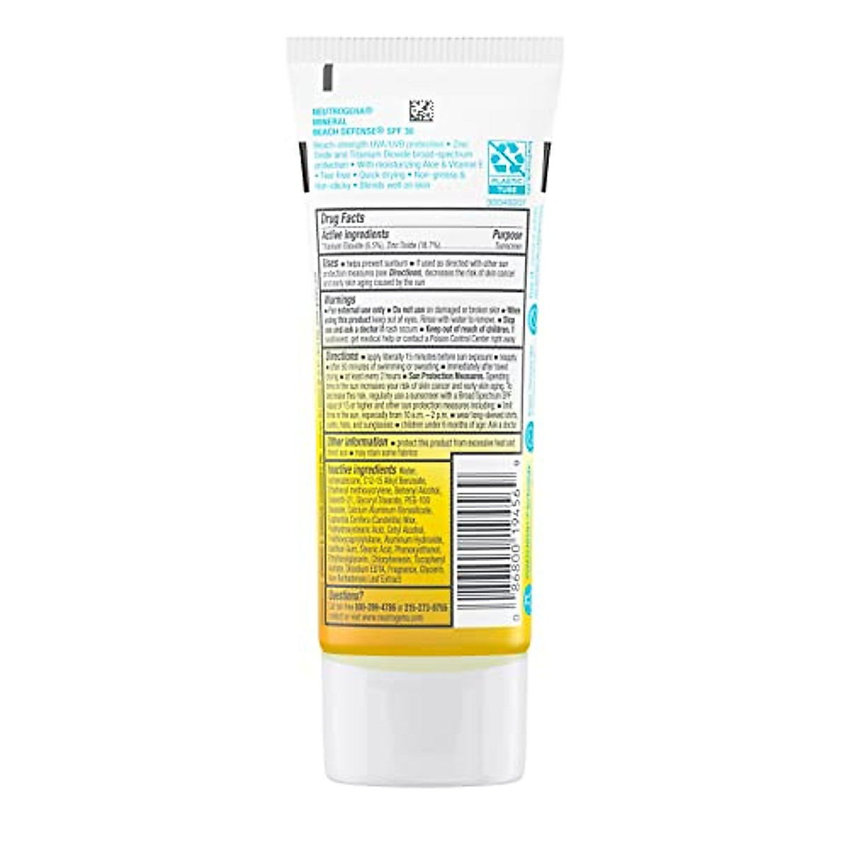Neutrogena Purescreen+ Mineral Beach Defense Active Performance Body Lotion Sunscreen with Broad Spectrum SPF 30, Quick Drying and Water-Resistant 80 Minutes UVA/UVB Protection, 3.0 fl. oz