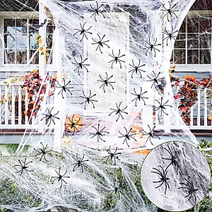 Labrostar 1100 Sqft Spider Webs Halloween Decorations with 80 Spiders Fake Spider Web Spooky Cobwebs Halloween Decorations Outdoor Indoor Party Yard Home Supplies