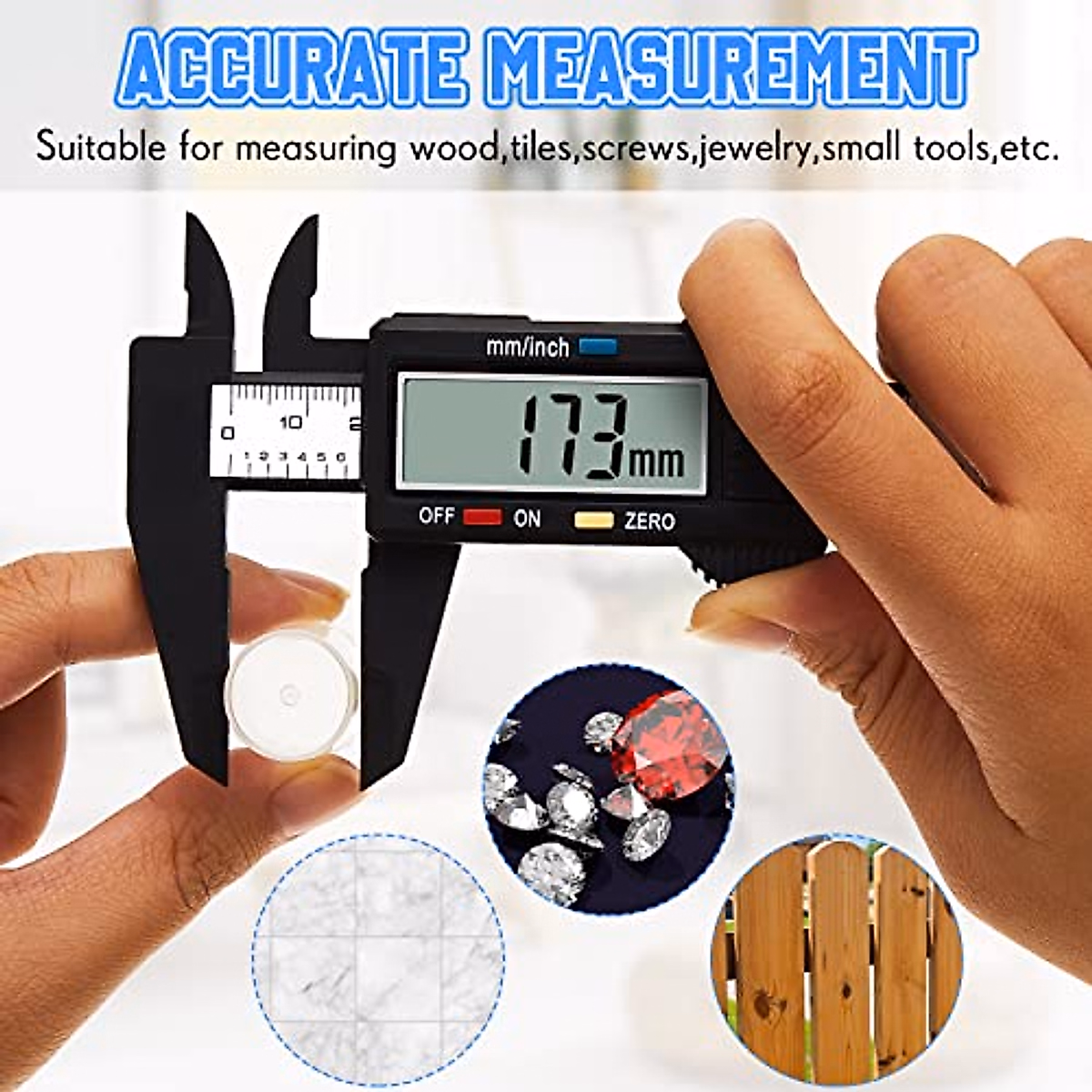 5 Pcs Digital Caliper 0 - 6 Inch Calipers Measuring Tool Electronic Digital Vernier Caliper with Large LCD Screen Shutdown Function, Reset Function, Inch and Millimeter Conversion