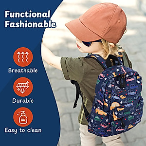 Zicac Children's Cute Canvas Backpack Toddler Backpack (M, Blue Car)