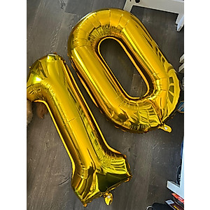 Smlpuame 40 inch Number Balloon 0-9 Gold Large Number 1 Balloons,Digital Balloons for Birthday Party Celebration Decorations Supplies, Helium Foil Number Balloons for Wedding Anniversary