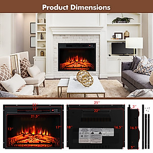 GOFLAME 23” Electric Fireplace Insert, Recessed Fireplace Heater with Remote Control & Touch Screen, Wall Mounted Electric Fireplace with Adjustable Flame Brightness and Timer, Overheating Protection