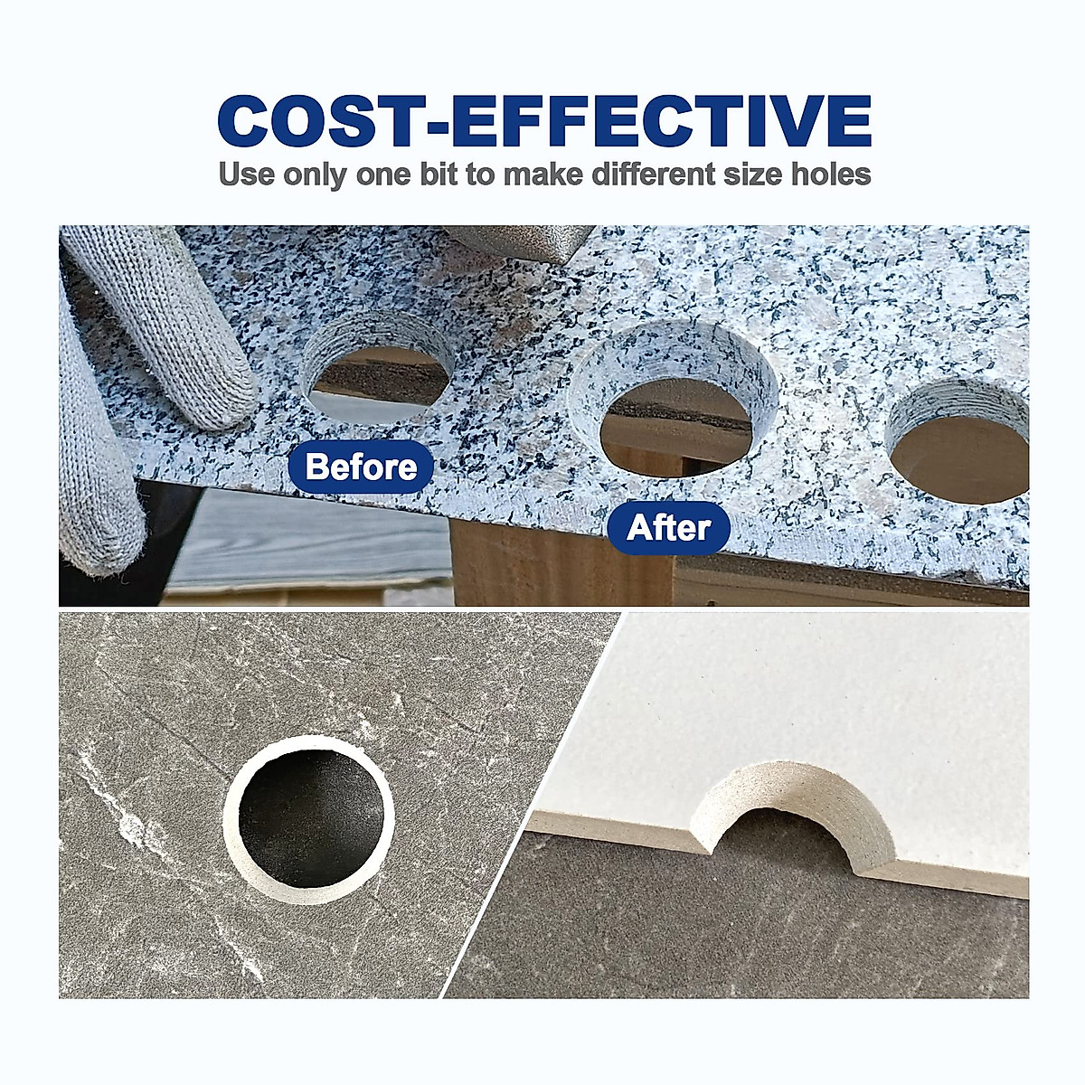 2pcs Diamond Beveling Chamfer Bit,BRSCHNITT 2 Inch (50mm) Diamond Finger Milling Bits with 5/8-11 Thread for enlarging, polishing and Bevelling The exsit Holes