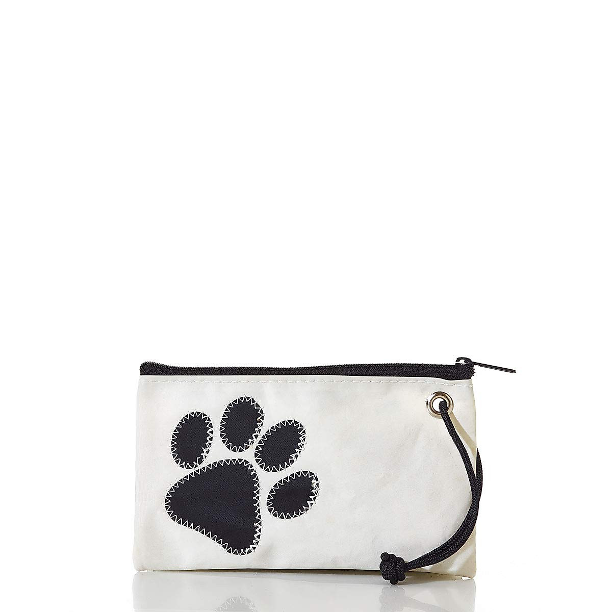 Sea Bags Recycled Sail Cloth Paw Print Wristlet Zip Top Wristlet Clutch Zippered Wallet with Strap