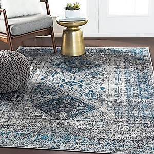 Livabliss Desta Vintage Oriental Area Rug,5'3" x 7'3",Blue/Grey