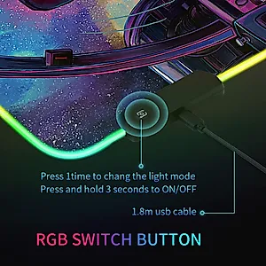 Gaiamat XXL RGB Gaming Mouse Pad,Large LED Anime Mousepad with Non-Slip Rubber Base and Durable Stitched Edges,35.4x15.7IN Mouse Mat Laptop PC Desk Mat(leddrive)