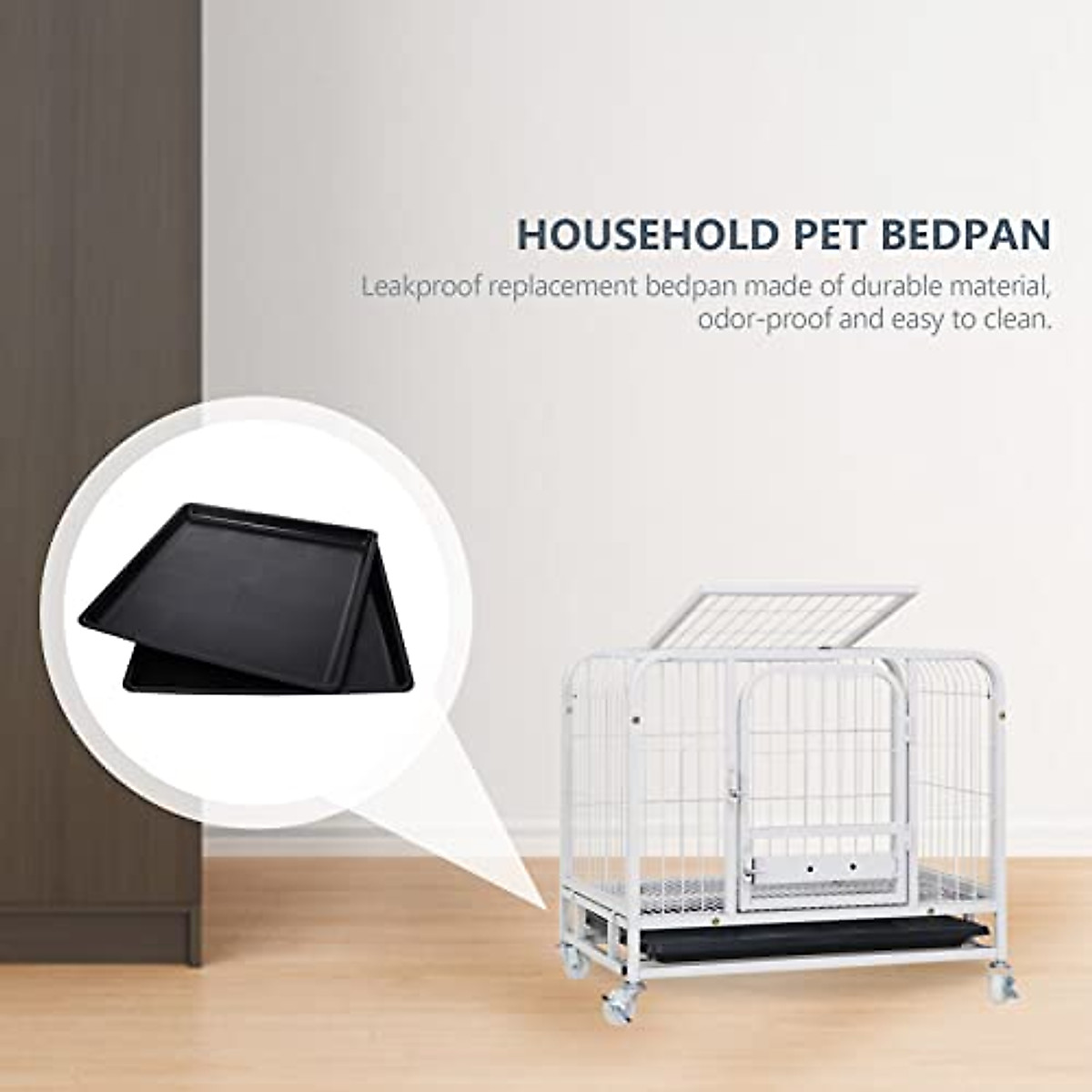 Crate Pans Pet Training Trays 2Pcs Pet Proof Plastic Pan, Pet Cage Accessories Replacement Trays for Cat Cages Easy- to- Clean Plastic Trays for Cat Cages- Black Replacement Pan Pet Pet Tray