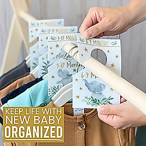 6 Hanger Dividers Baby Closet Size Dividers - Elephant Baby Closet Dividers, Baby Closet Organizer For Nursery Organization, Baby Essentials For Newborn Essentials, Nursery Closet Dividers Girl or Boy